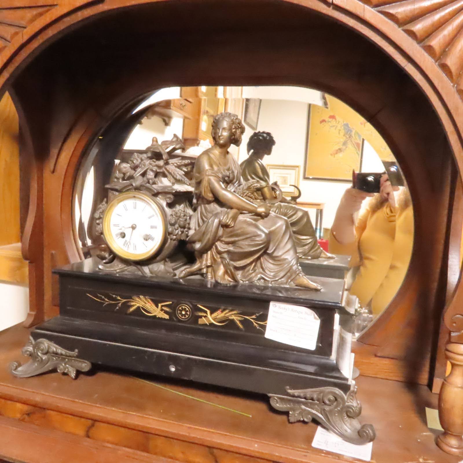 Antique Brass Figural Lady Clock with Marble Base – Rocky's Gold Silver ...