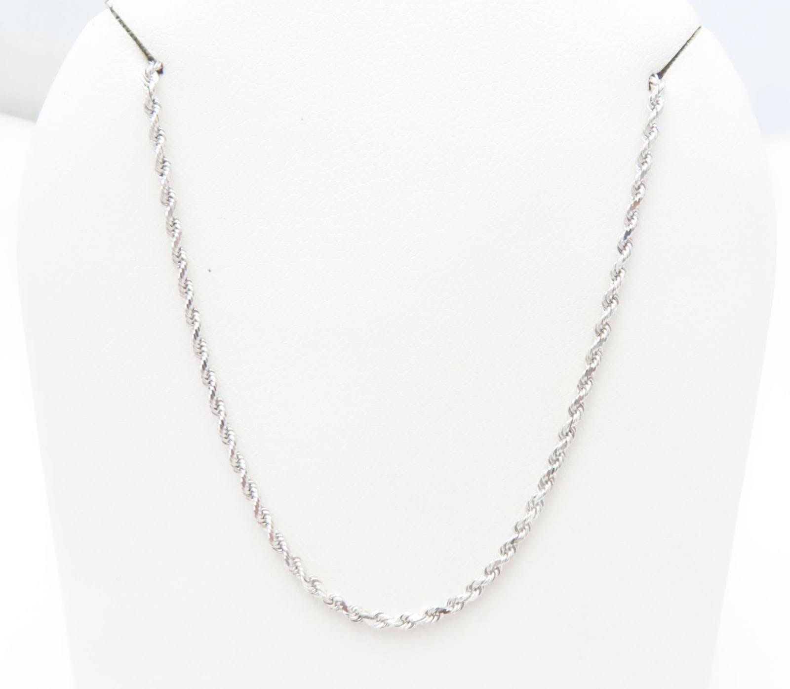 14K White Gold Rope Chain Necklace (20") – Rocky's Gold Silver & Antiques