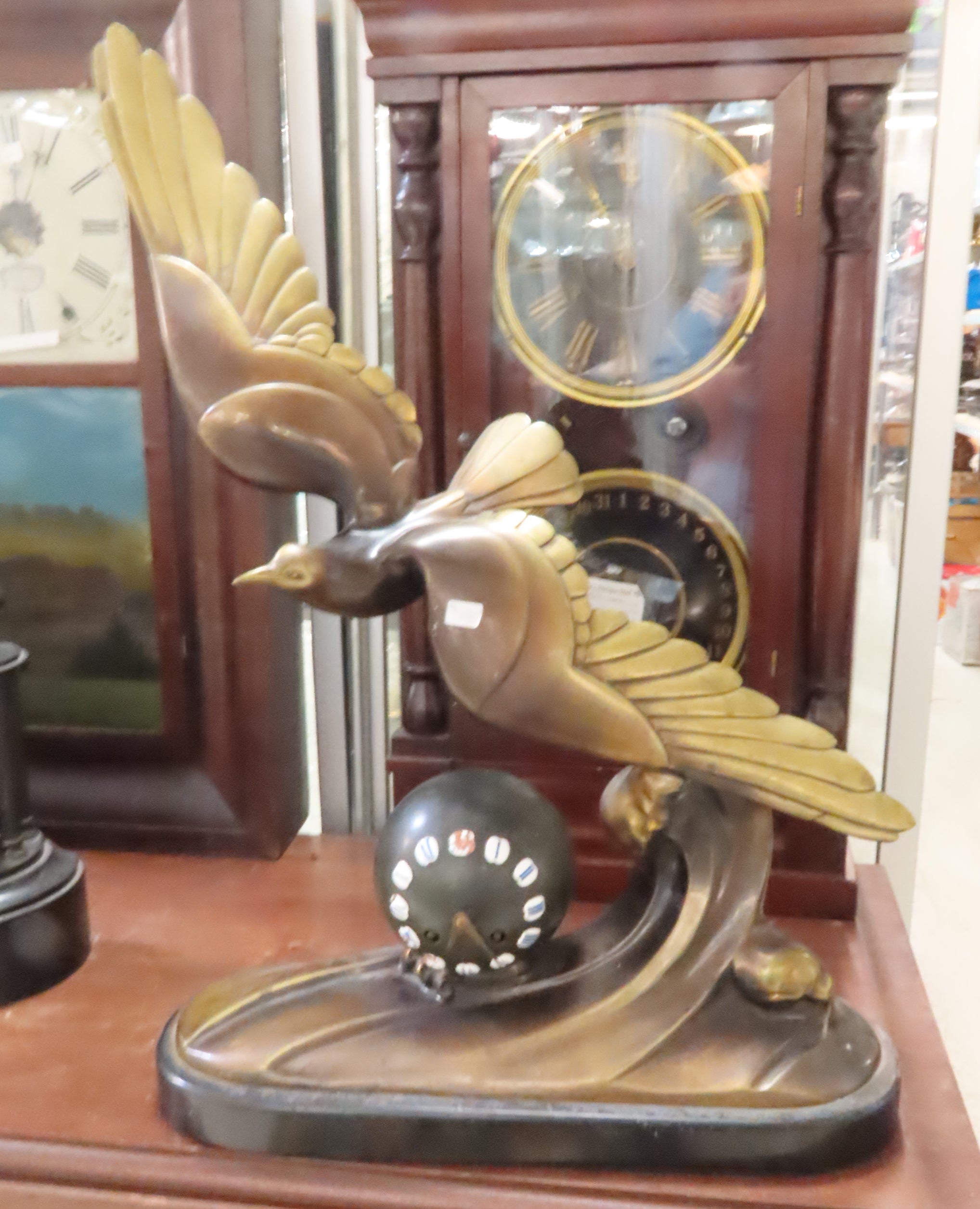 SALE Art Deco Bird Wings Out Stretched Gliding on air Mantle Clock ...